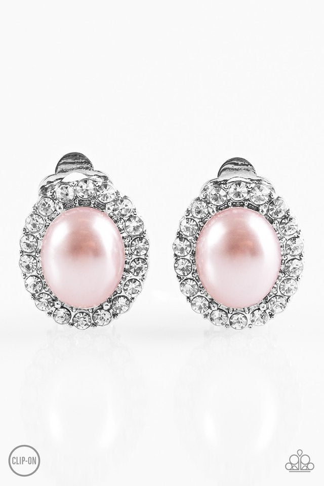 Romantically Regal - Pink Clip-On Earrings - Paparazzi Accessories ...