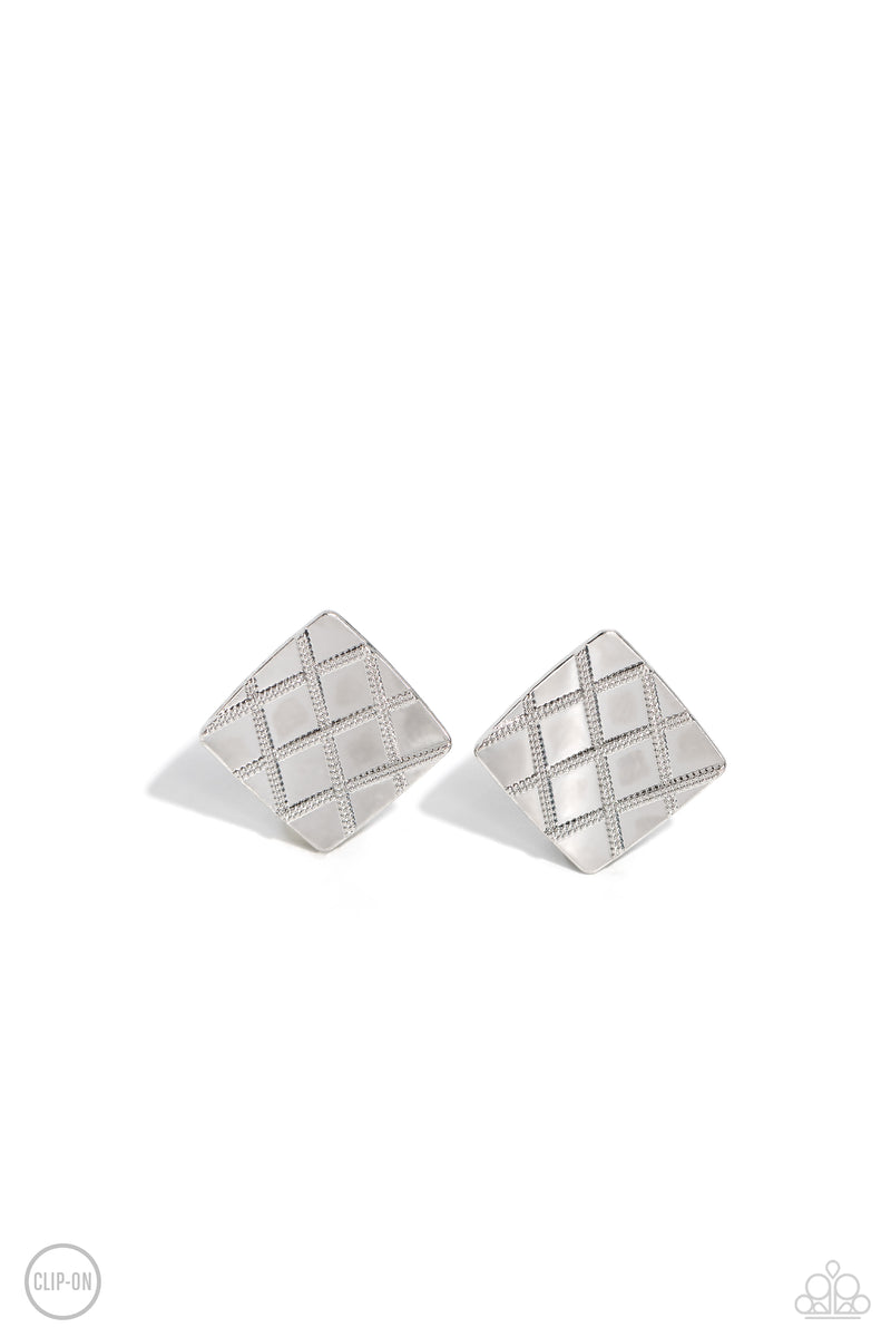 PLAID and Simple - Silver Clip-On Earrings - Paparazzi Accessories ...